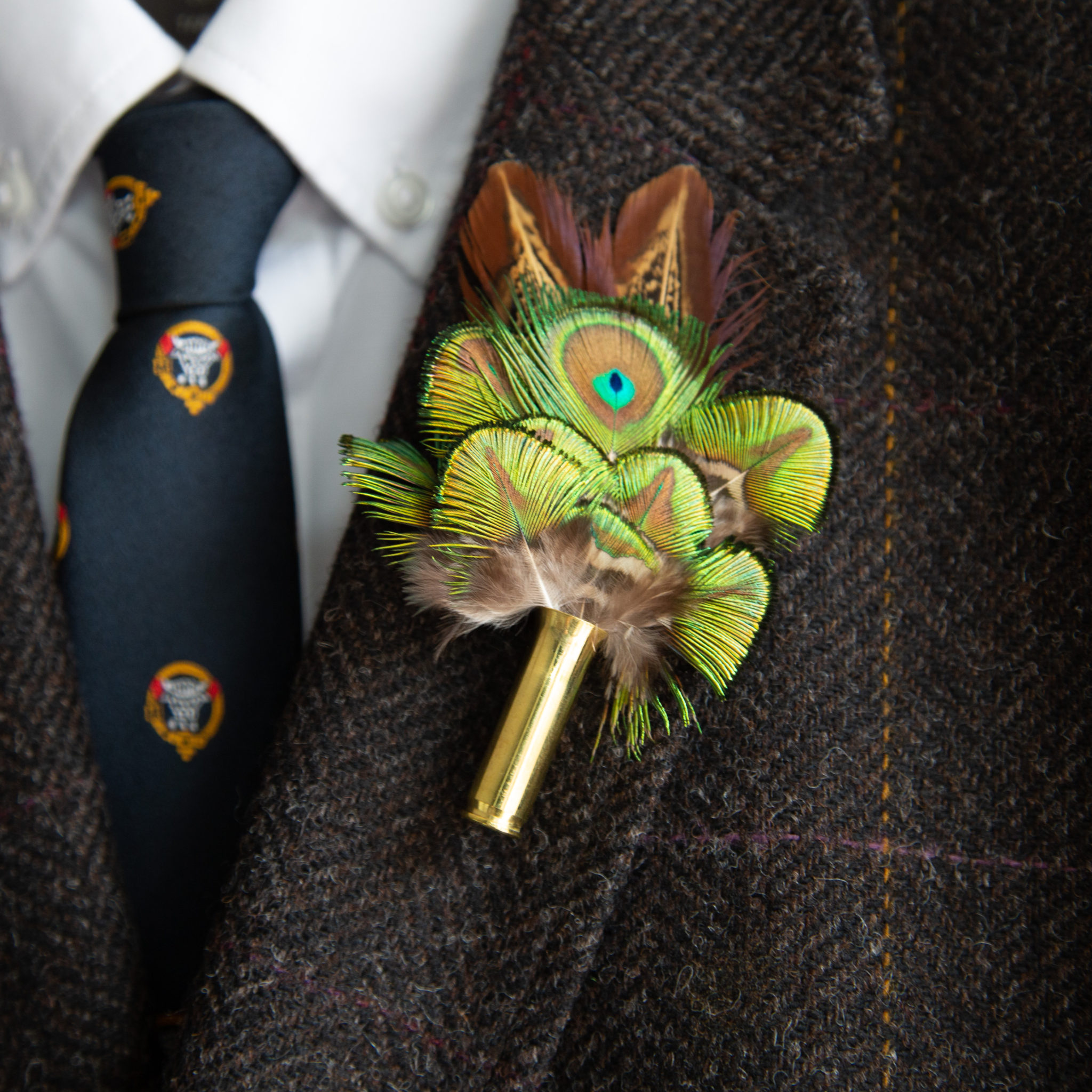 Wee Flourish – Peacock Gold Feather Hat Pin / Brooch / Lapel Pin ...